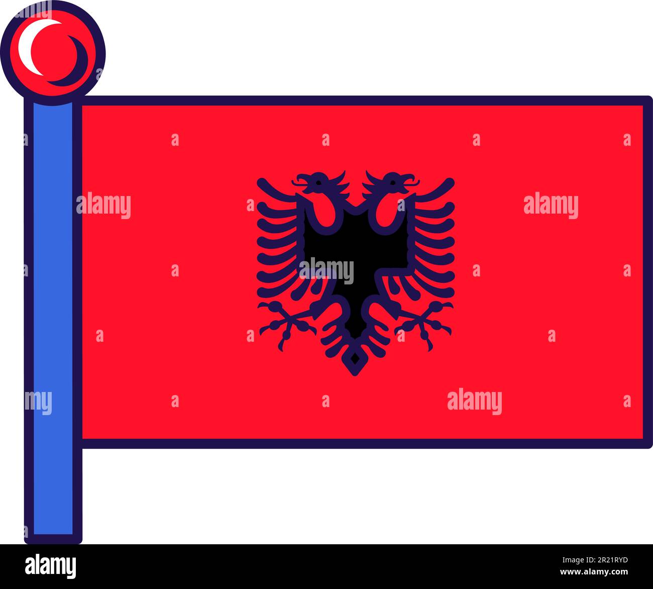 Albania country nation flag on flagstaff vector. National, official and ...