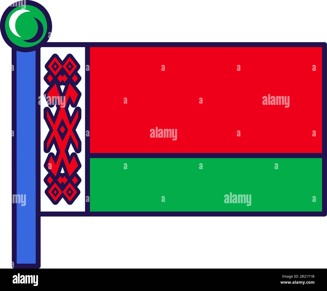 Republic of belarus nation flag on flagpole vector. National, official ...