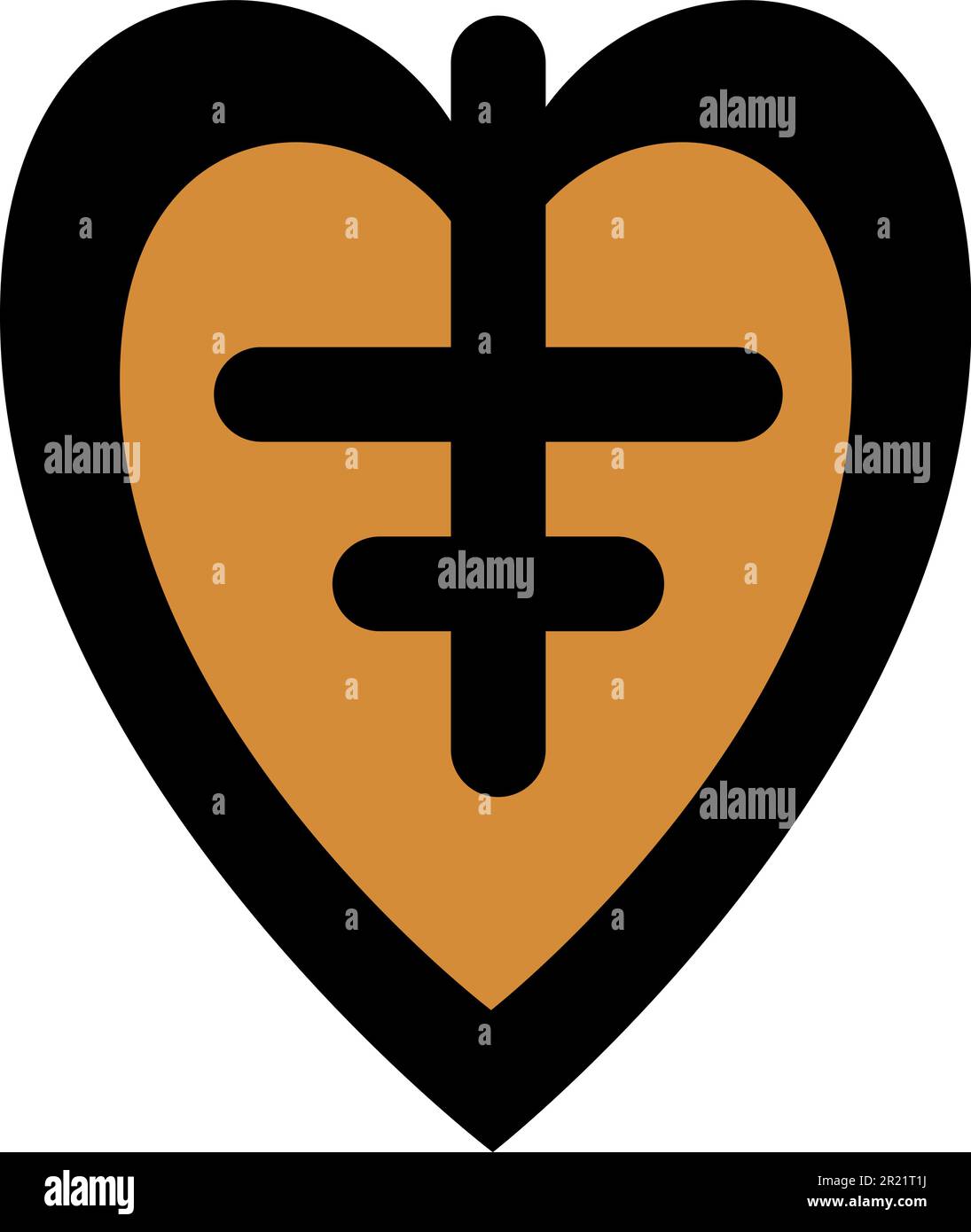 Heart symbol with religious element in shape of cross inside. Mystic ...