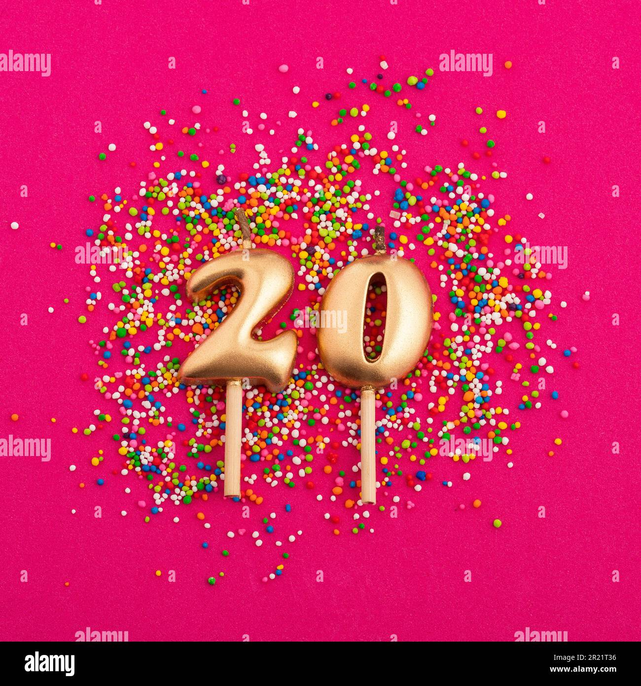 Birthday candle number 20 - Anniversary celebration in rhodamine red ...