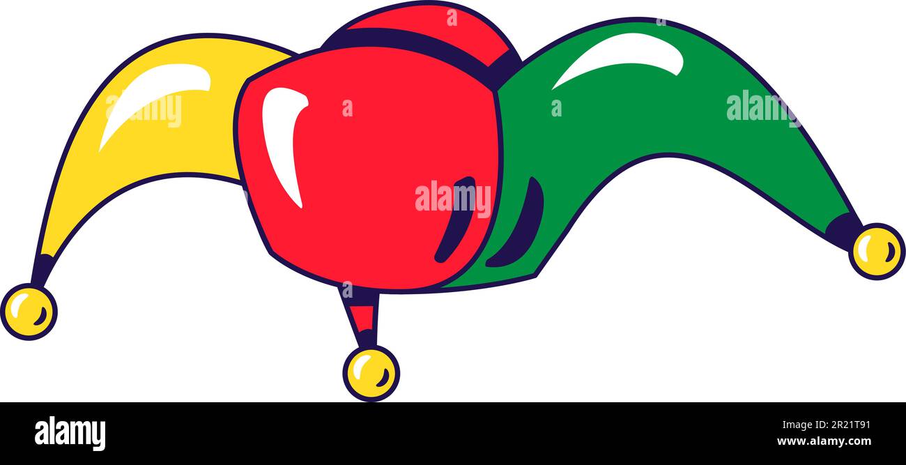 Bright hat, court jester buffoon headdress of clown at medieval holiday ...