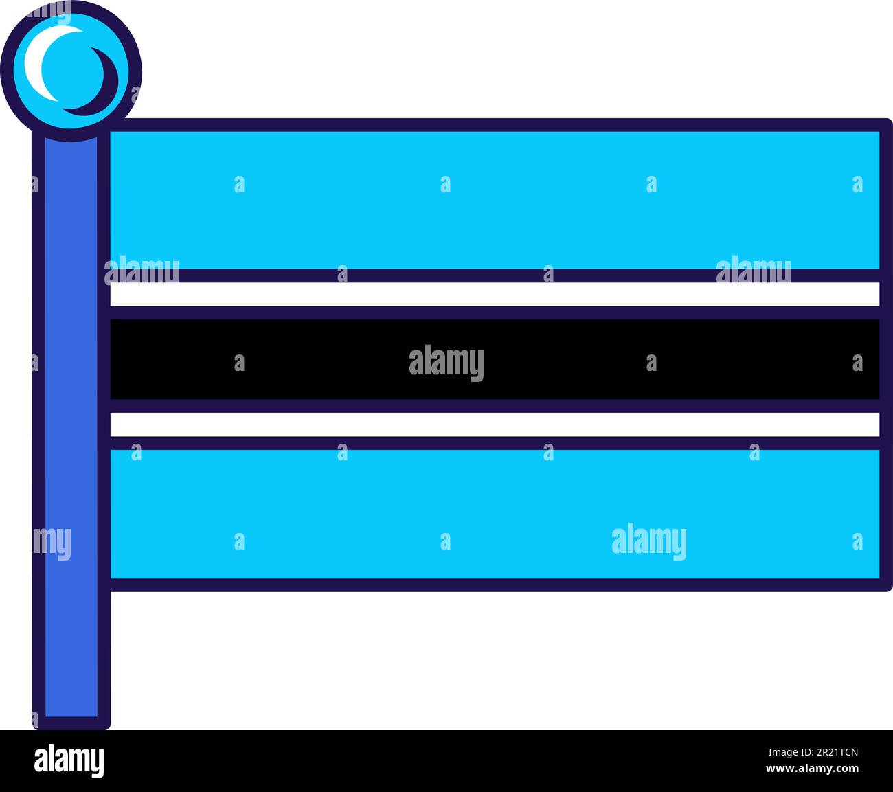 Botswana country nation flag on flagstaff vector. Blue, black and white ...
