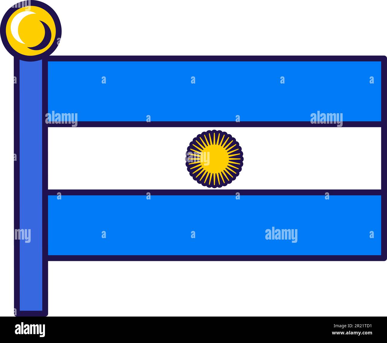 Argentina republic land flag on flagstaff vector. Argentine national ...