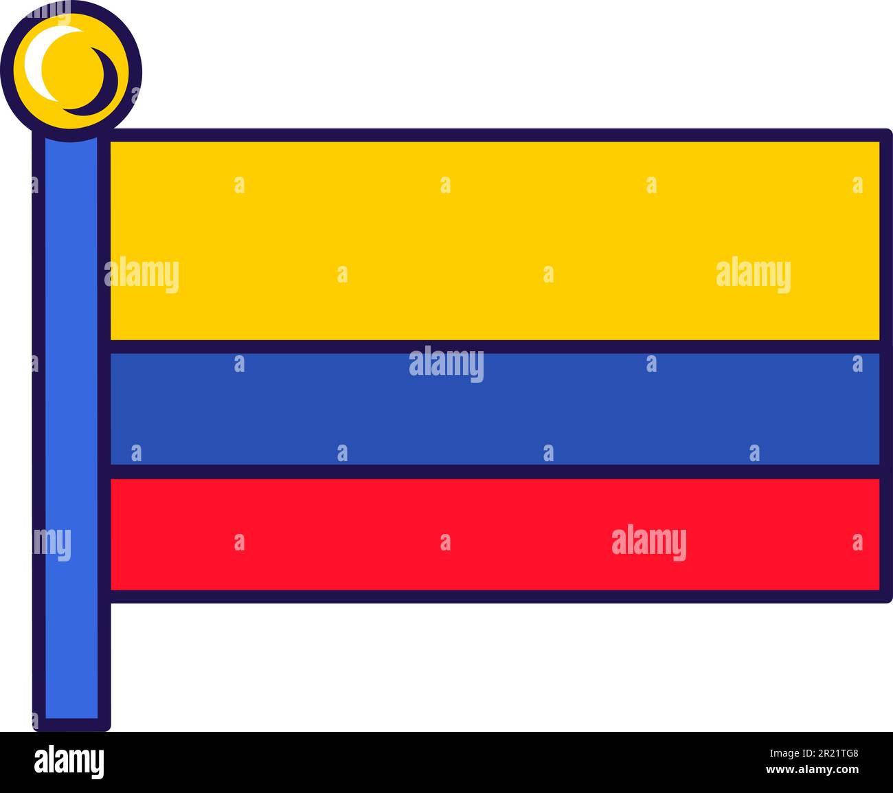 Colombia country nation flag on flagstaff vector. Yellow, blue and red ...