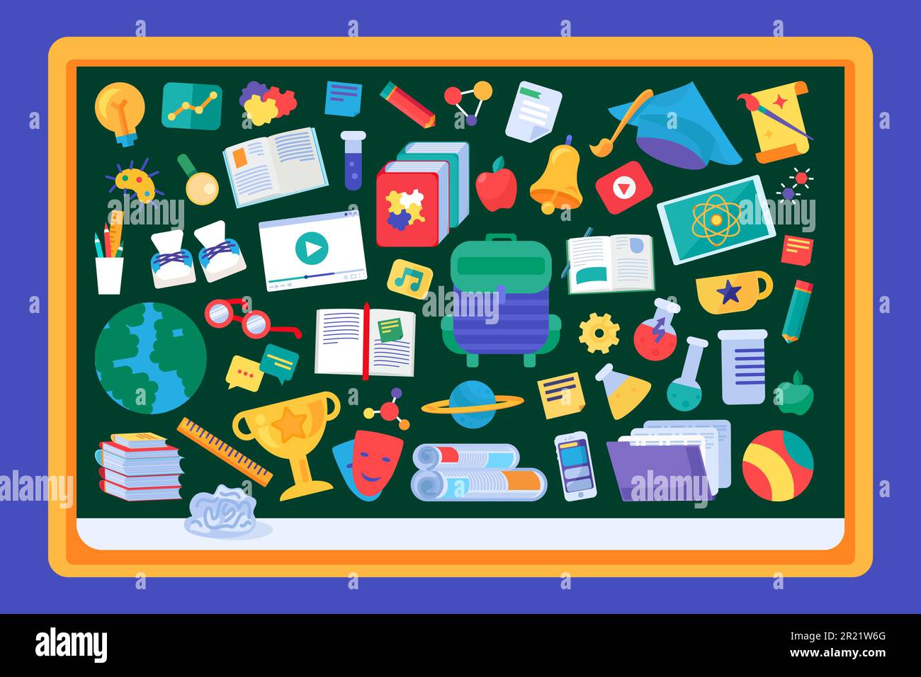 Large set of school stationery items and elements for education design ...