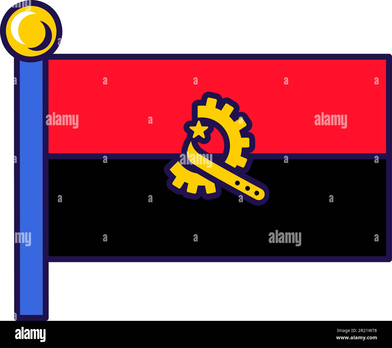 Angola african country flag on flagstaff vector. Republic national ...