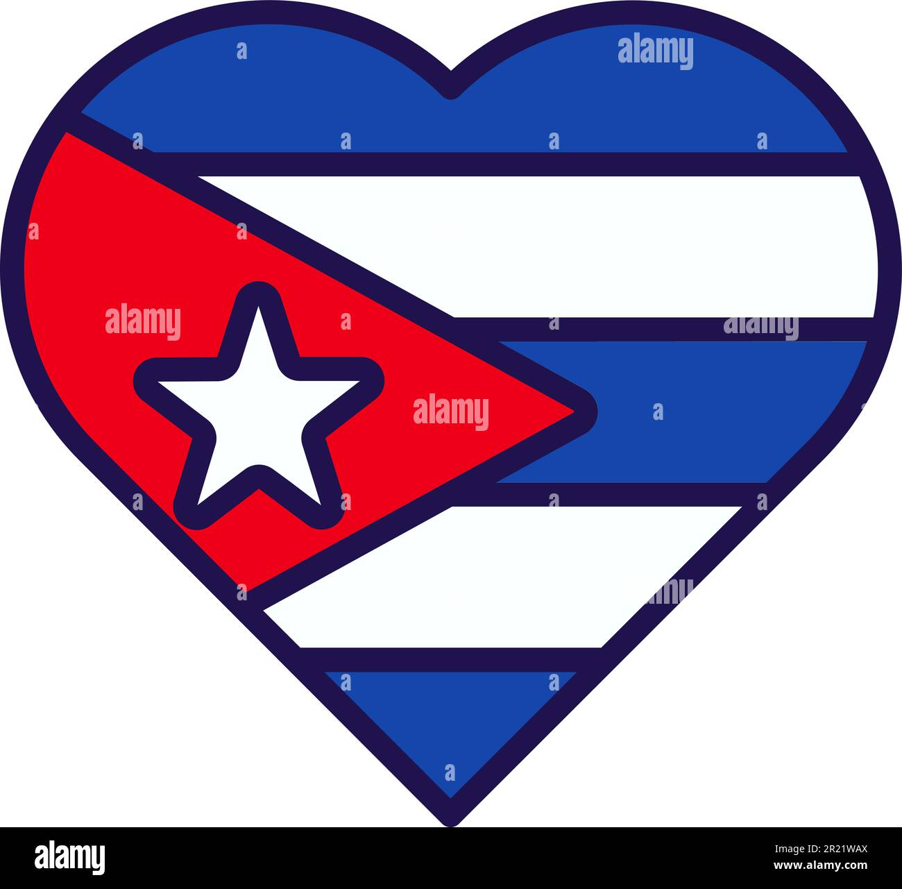 Republic of cuba country flag in heart form vector. National, official ...