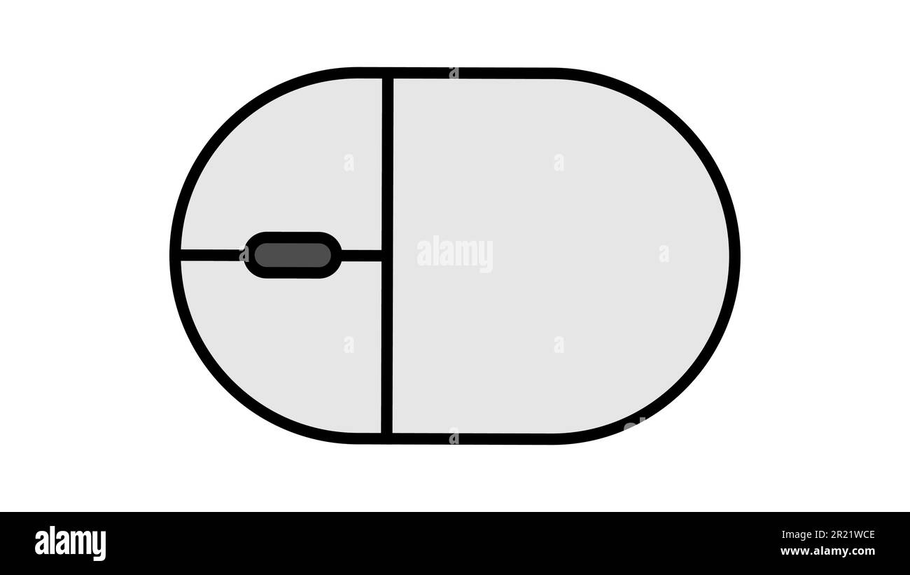 Vector illustration of a linear white flat icon digital wireless computer mouse with buttons and ...
