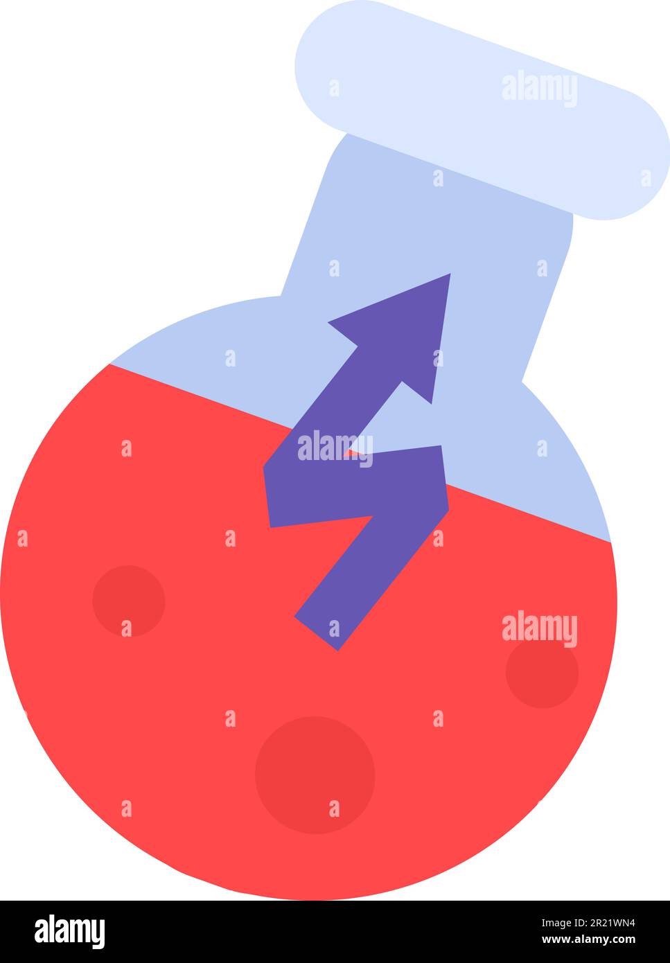 Spherical round test tube of transparent glass. Dangerous toxic red ...