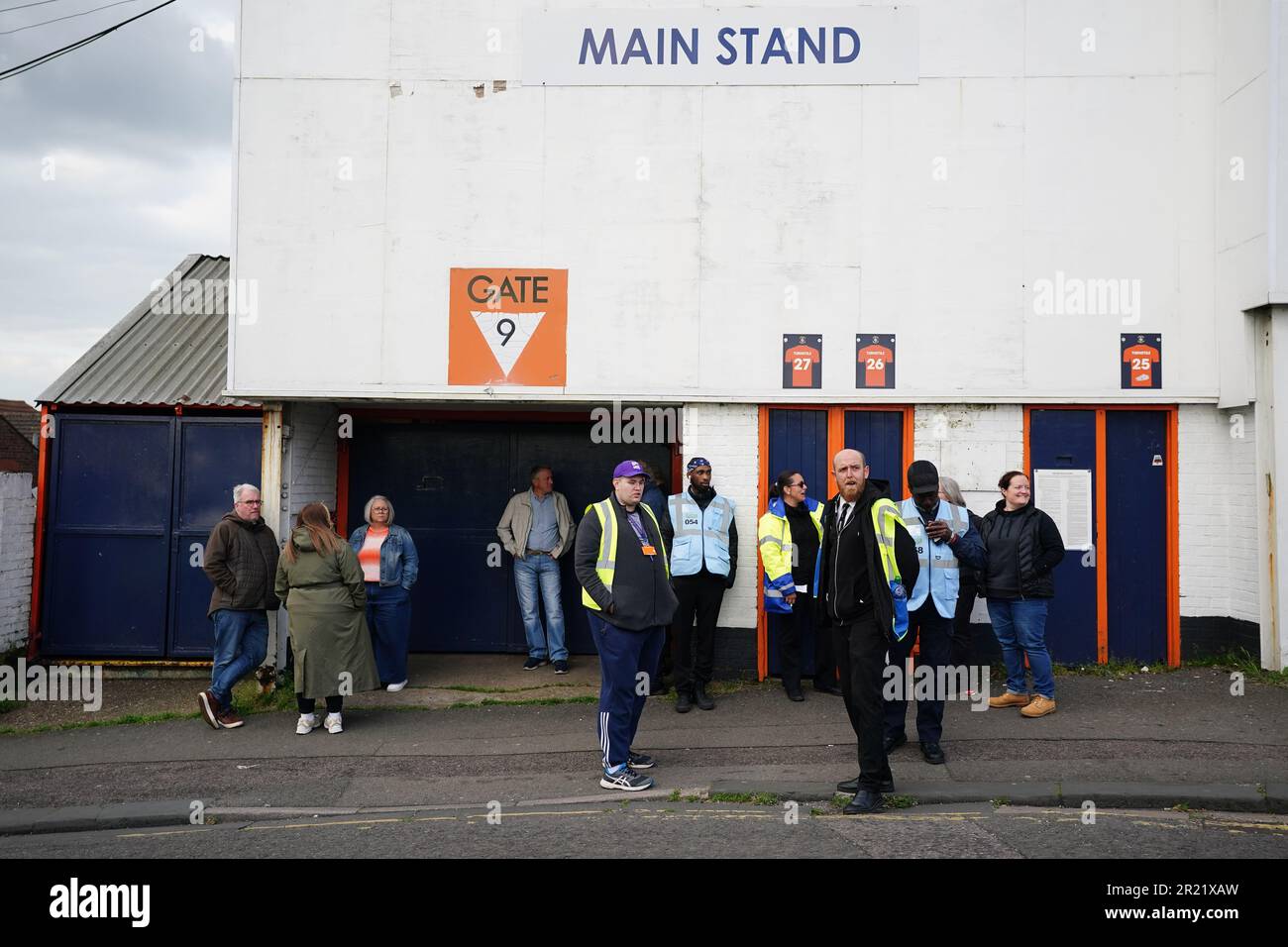 Fans and stewards outside of the stadium before the Sky Bet ...
