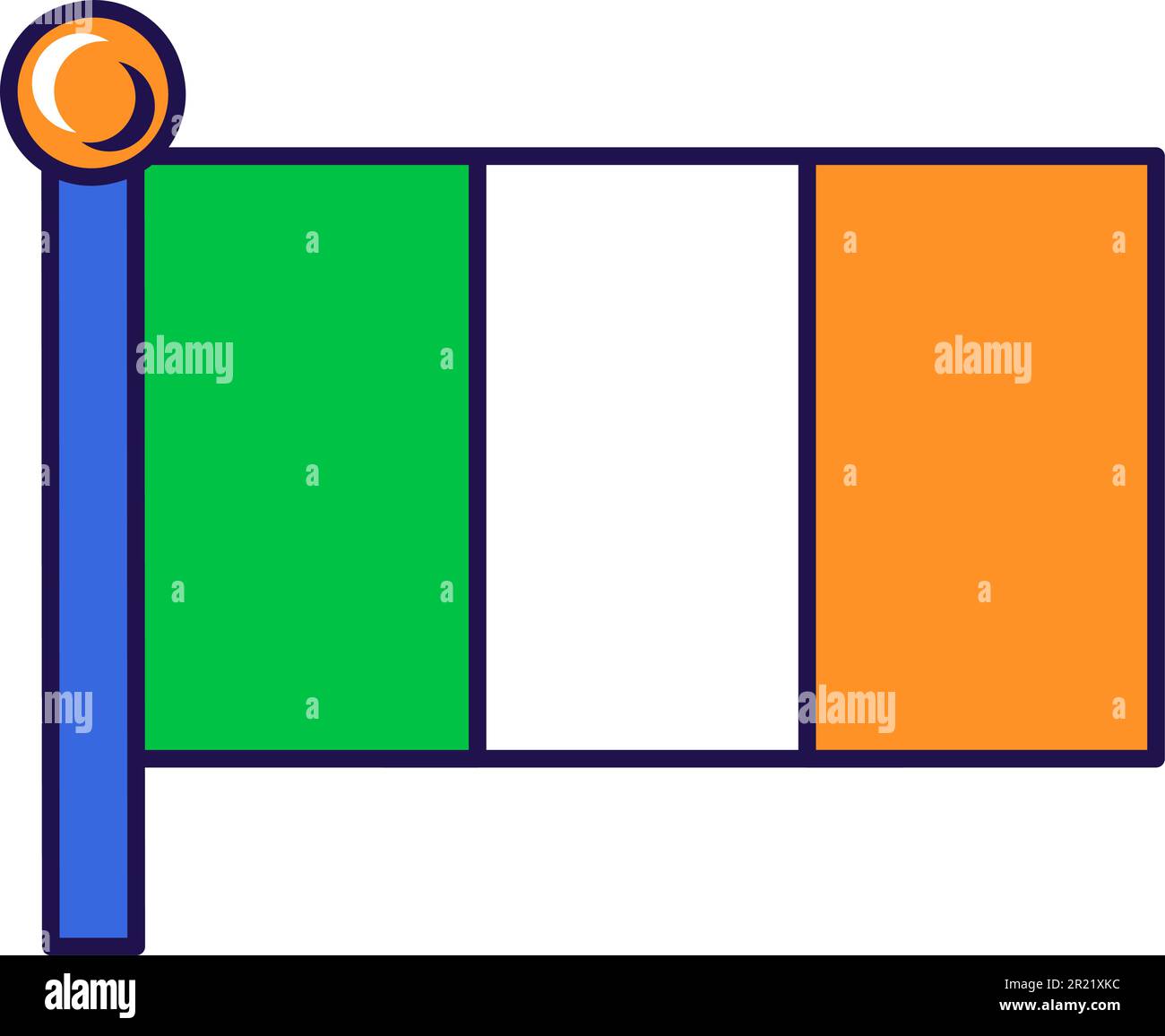 Ireland country nation flag on flagstaff vector. Tricolor of green ...