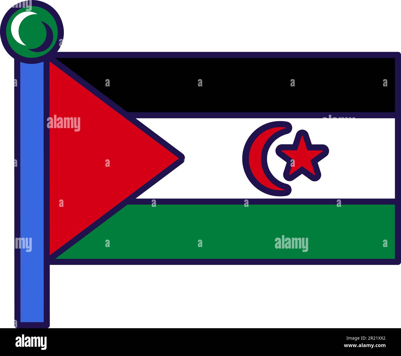 Western sahara country flag on flagstaff vector. Sahrawi arab ...