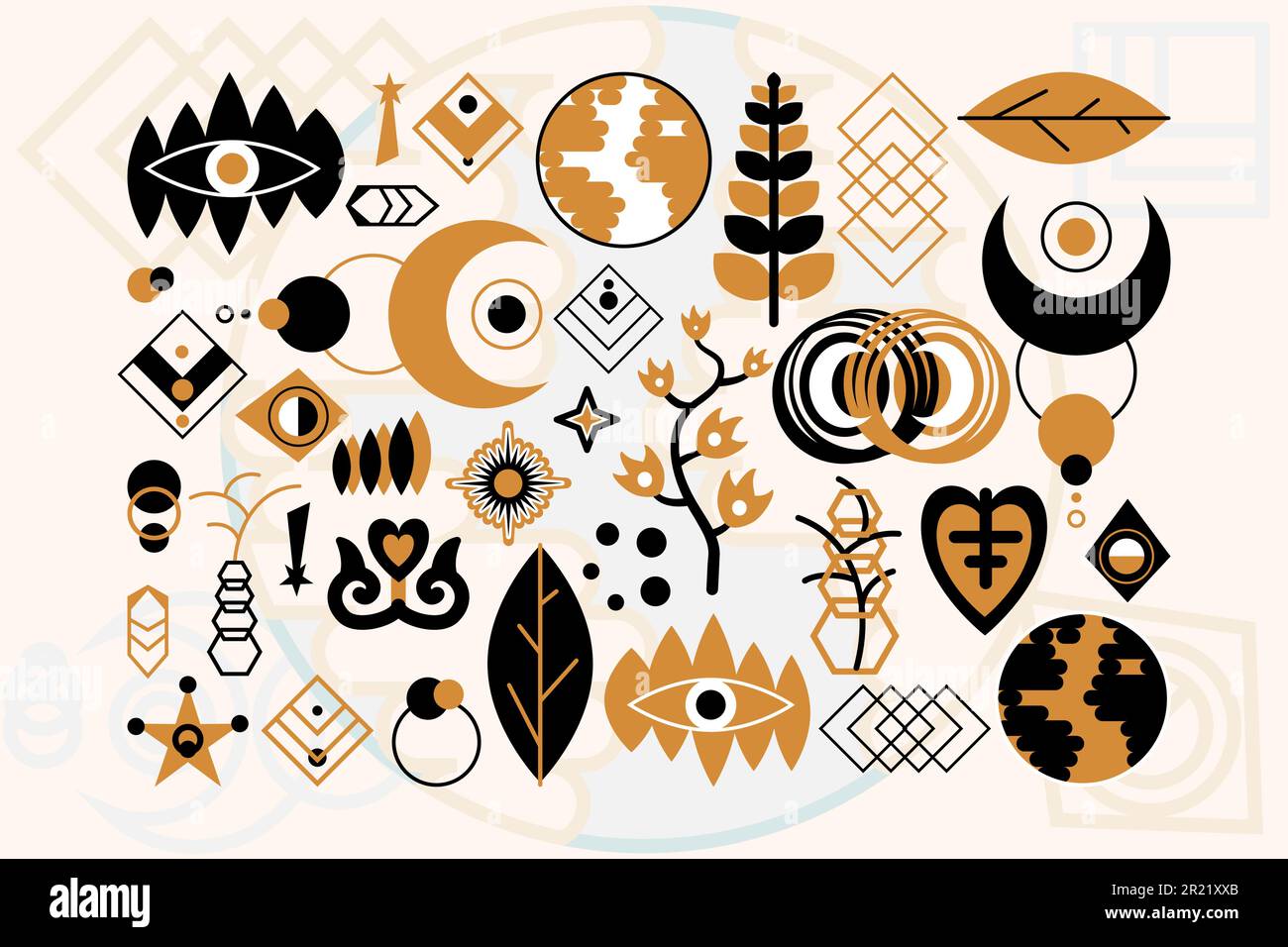 Luxury sacred symbols collection. Magical icons and mystery knowledge ...