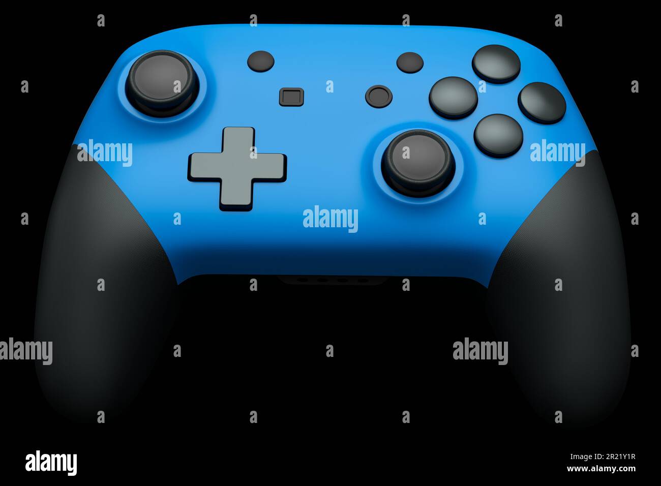 Realistic blue joystick for video game controller on black background ...