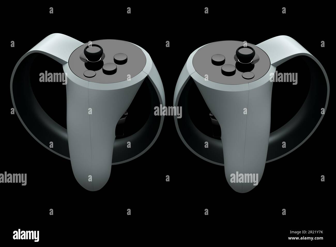 Virtual reality white controllers for online and cloud gaming on black ...