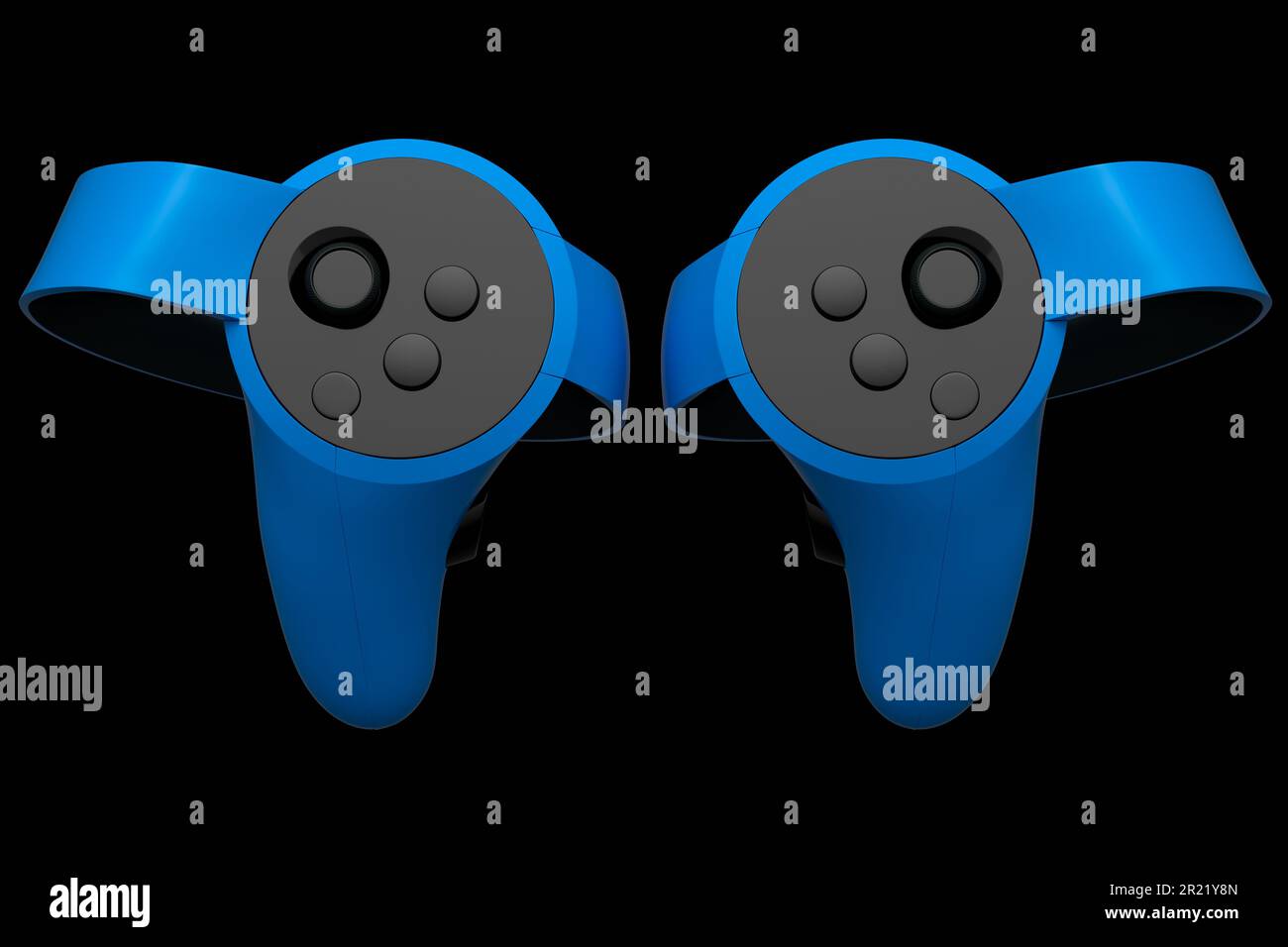 Virtual reality blue controllers for online and cloud gaming on black ...