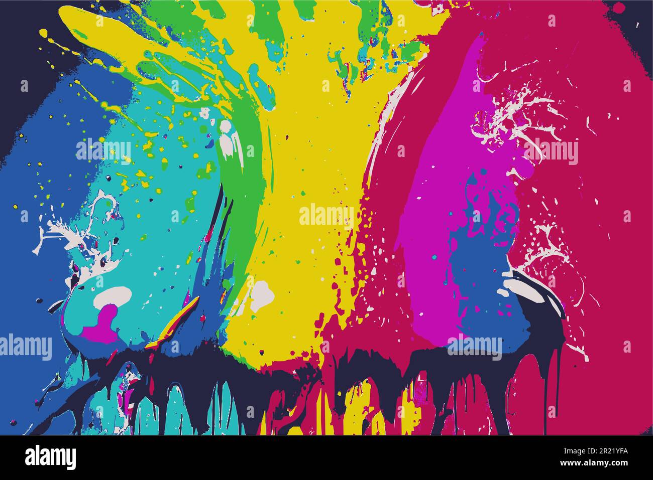Expressive background with abstract colorful paint splashes, vector ...