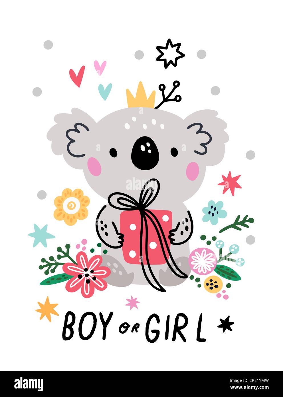 Cute koala card. Baby shower holiday. Girl or boy birth anniversary ...