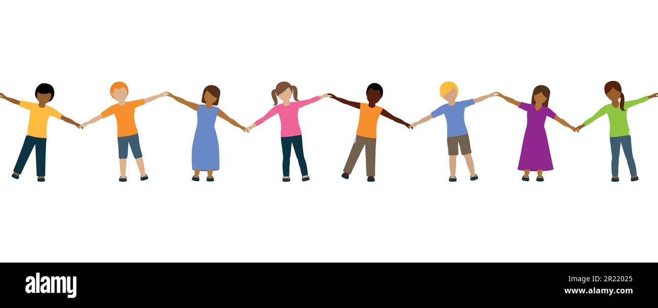 happy children holding hands freedom concept seamless banner Stock ...