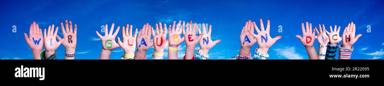 Children Hands Building Wir Glauben An Dich Means We Believe In You ...
