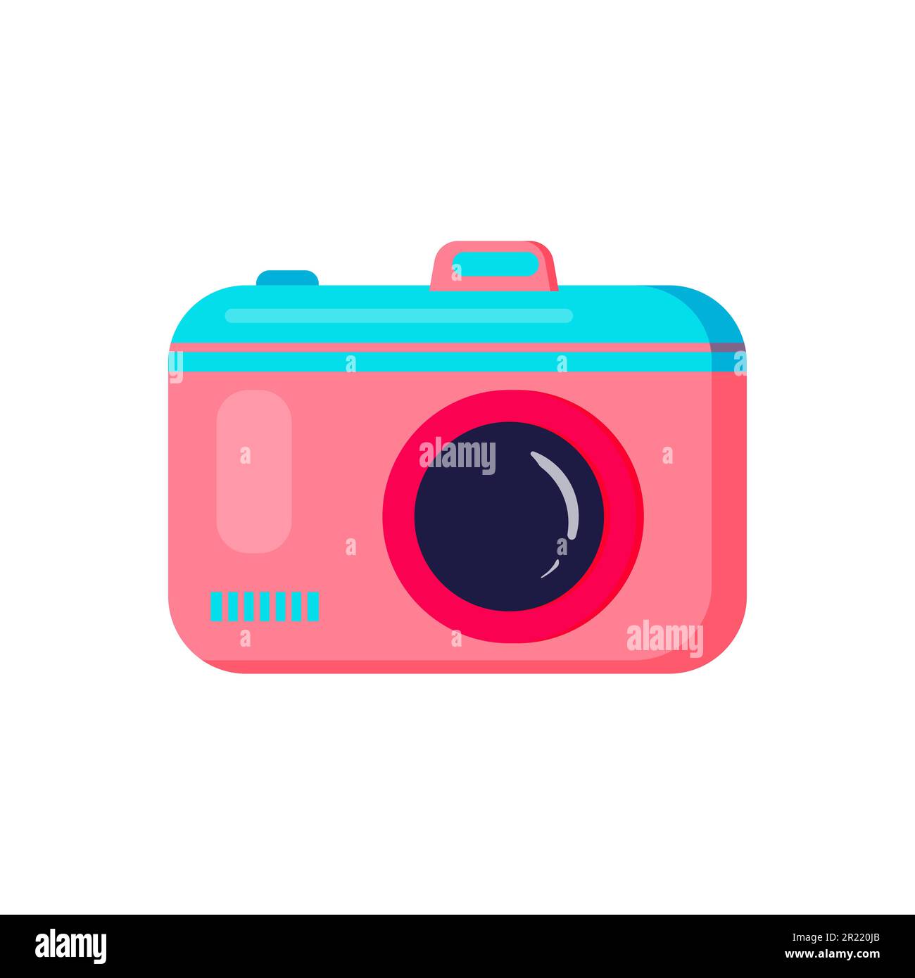 Cute pink vintage photo camera. Retro style film camera vector ...