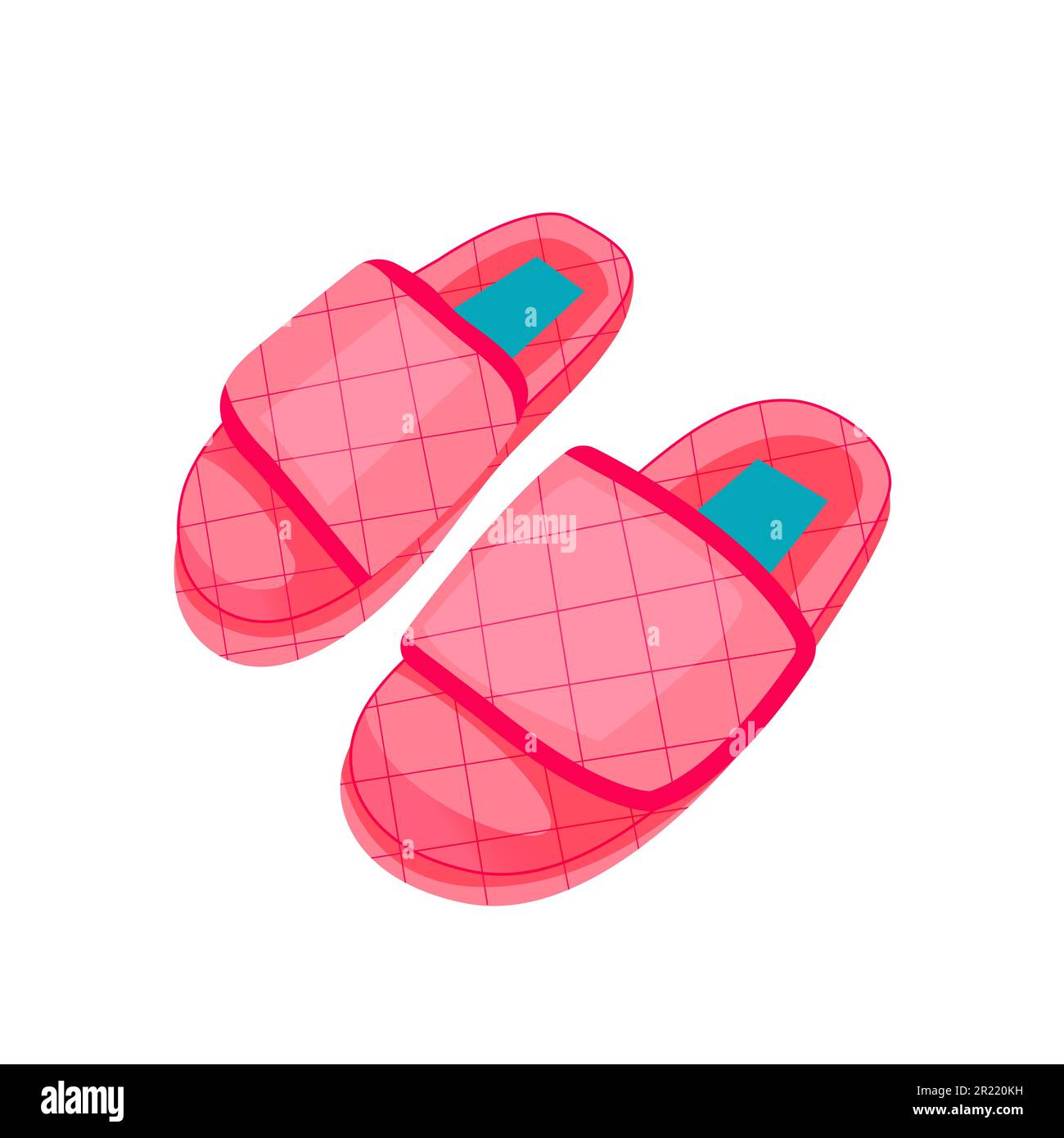 Trendy pink Slippers of female isolated on white background. Slippers ...