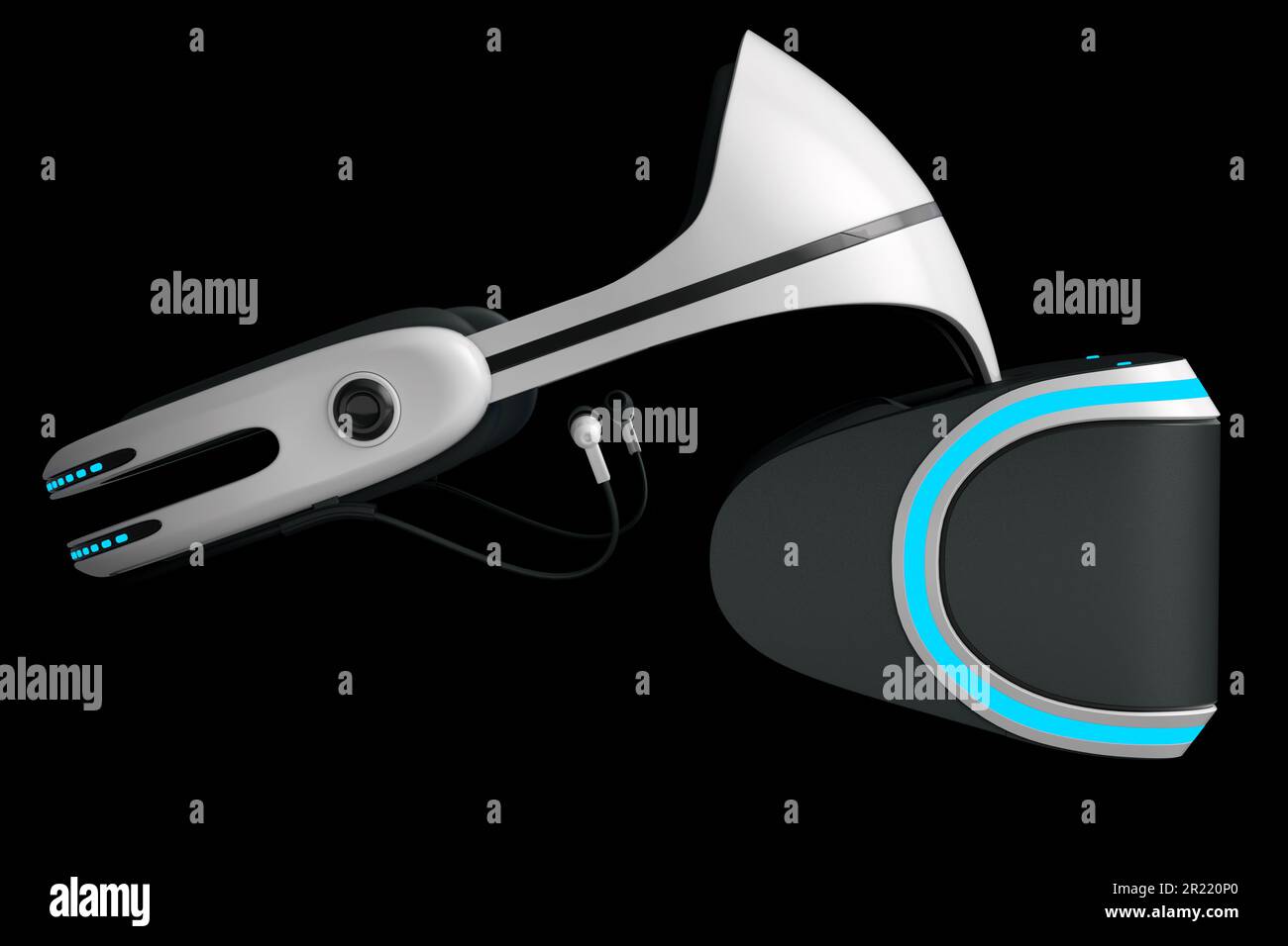 Virtual white reality glasses isolated on black background. 3d ...