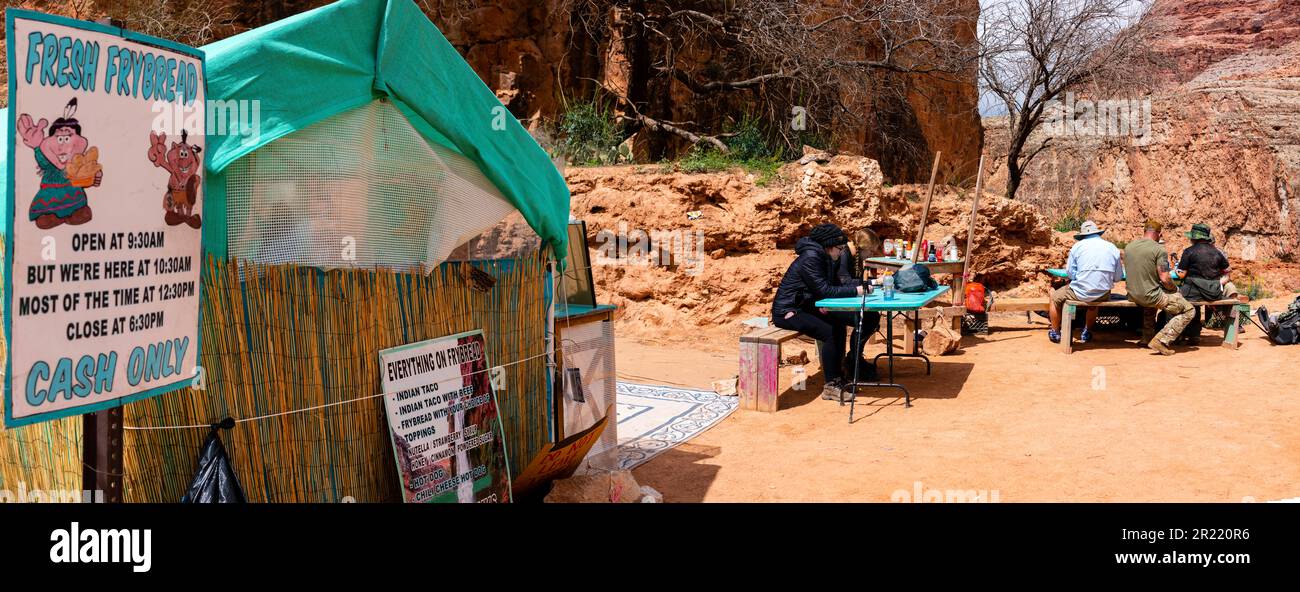 A small caf sells fry bread and Indian Tacos near Havasu Campround ...