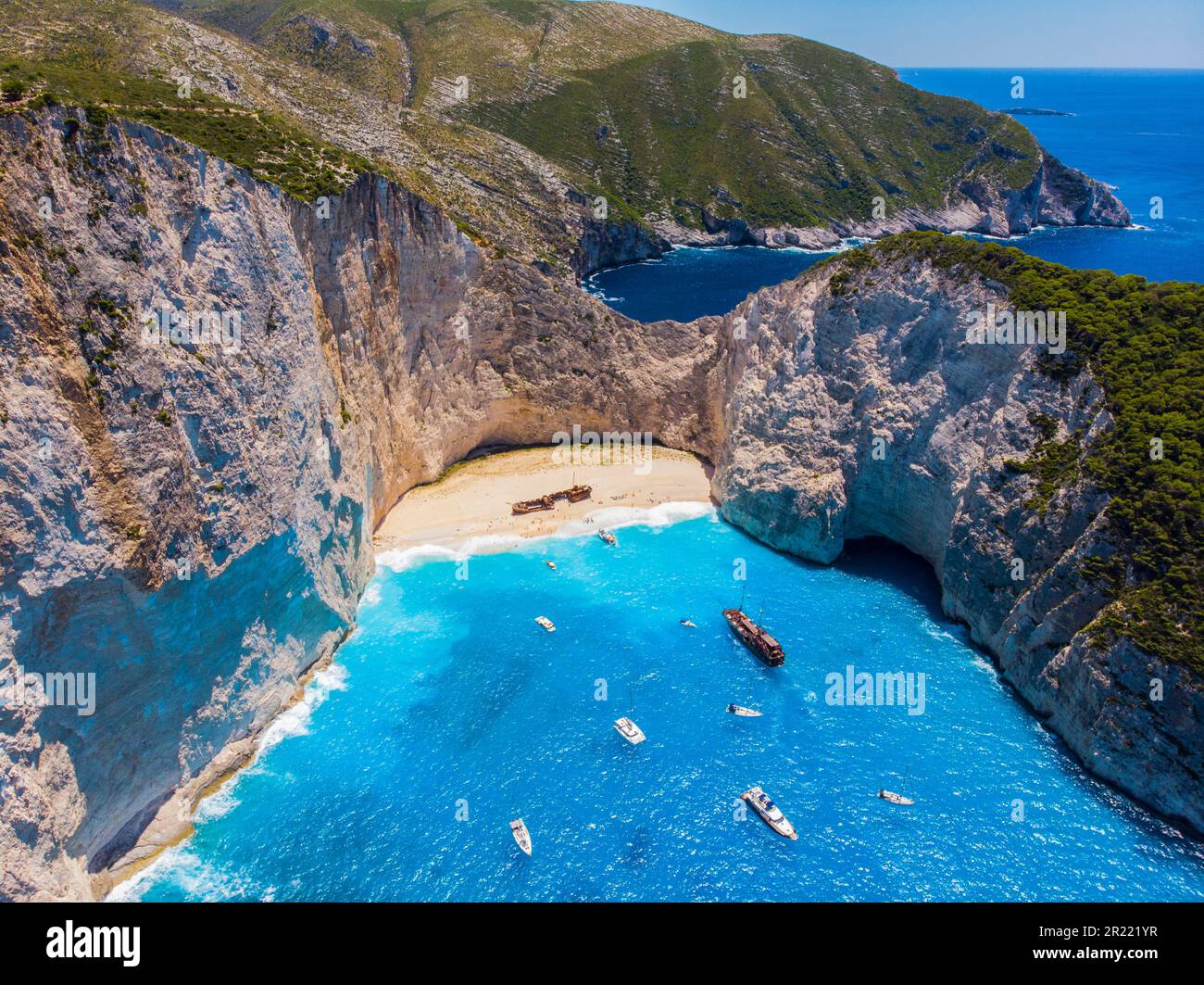 Greece. Zakynthos island. Coast of the Ionian Sea. Navagio beach ...