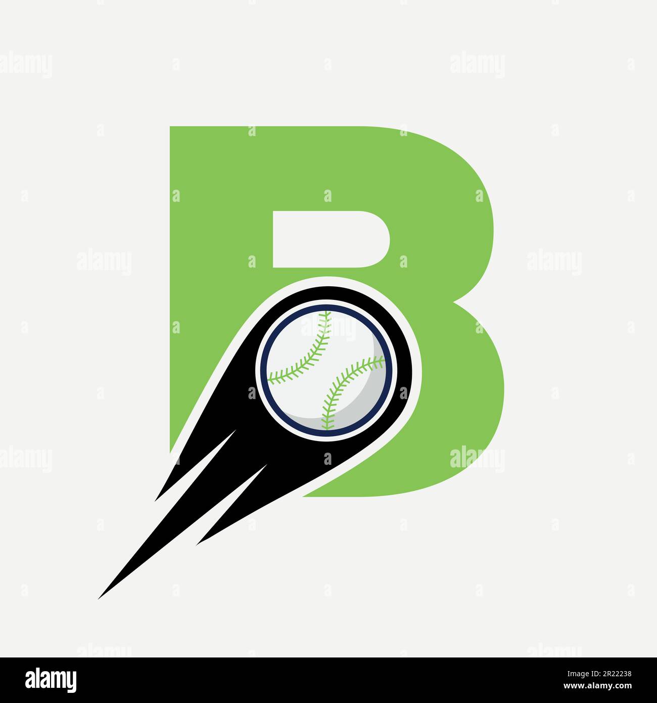 Letter B Baseball Logo Concept With Moving Baseball Icon Vector ...