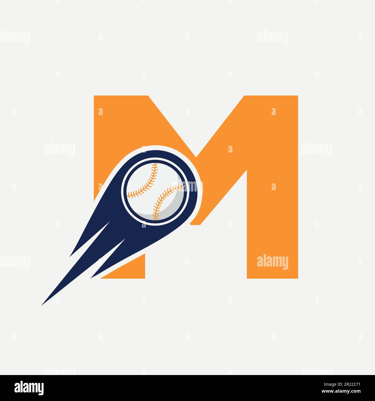 Letter M Baseball Logo Concept With Moving Baseball Icon Vector ...