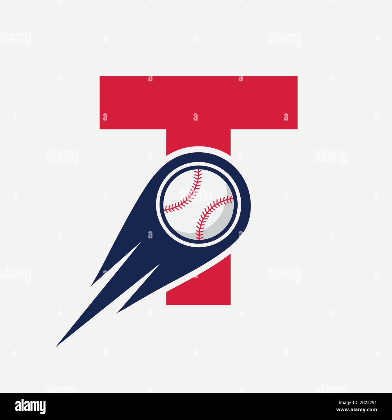 Letter T Baseball Logo Concept With Moving Baseball Icon Vector ...