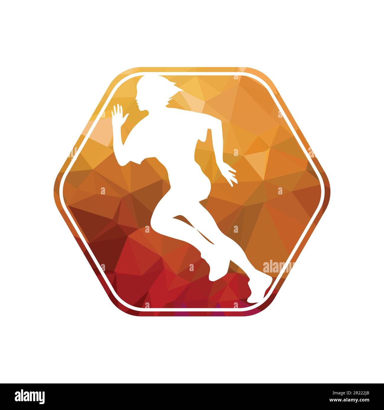 Running woman side view. vector illustration. inside the shape of ...