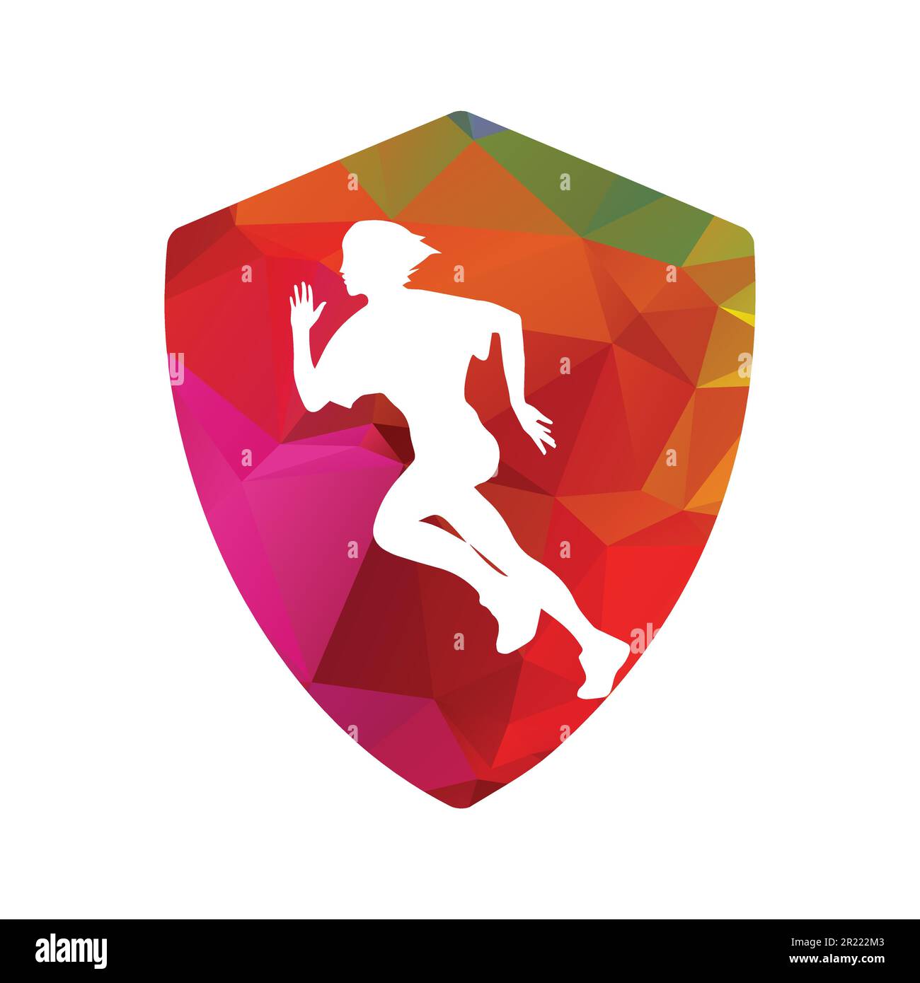 Running woman side view. vector illustration. inside the shape of ...