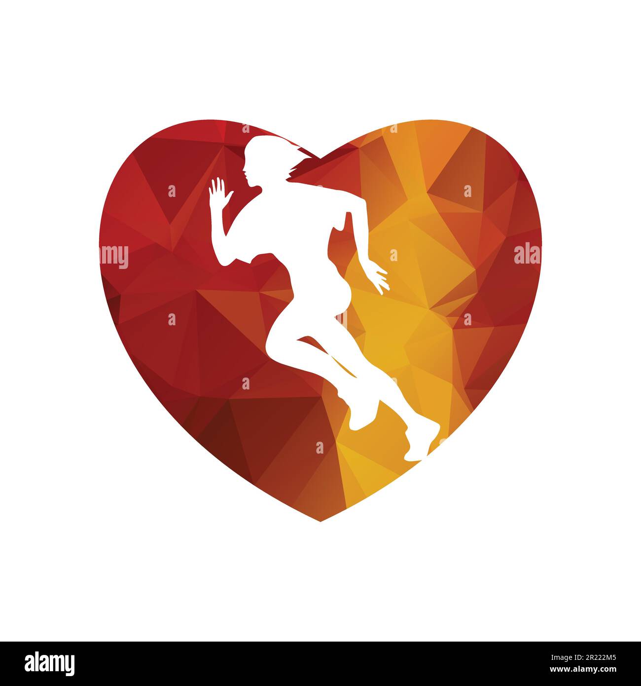 Running woman side view. vector illustration. inside the shape of heart ...