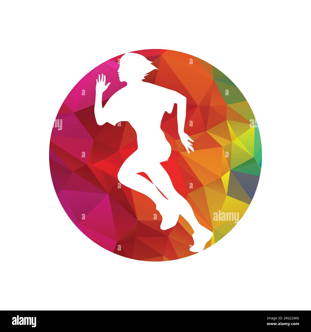 Running woman side view. vector illustration. inside the shape of ...