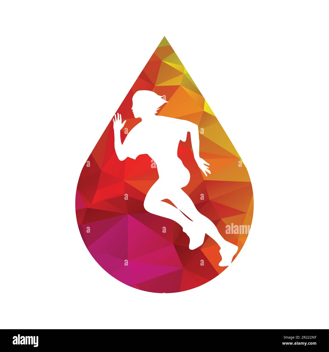 Running woman side view. vector illustration. inside the shape of water ...