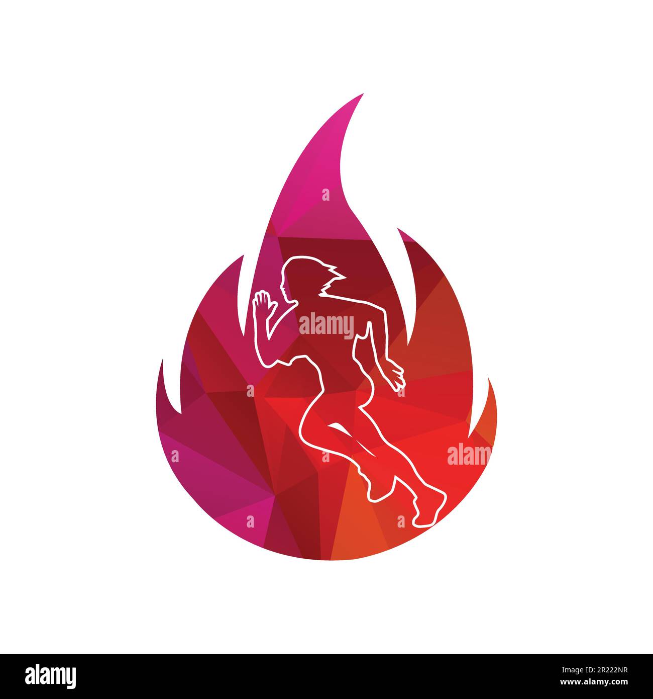 Running woman side view. vector illustration. inside the shape of fire ...