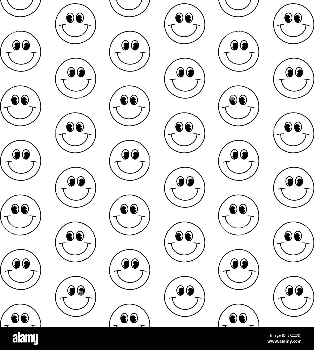 Vector seamless pattern of retro groovy face with smile isolated on ...