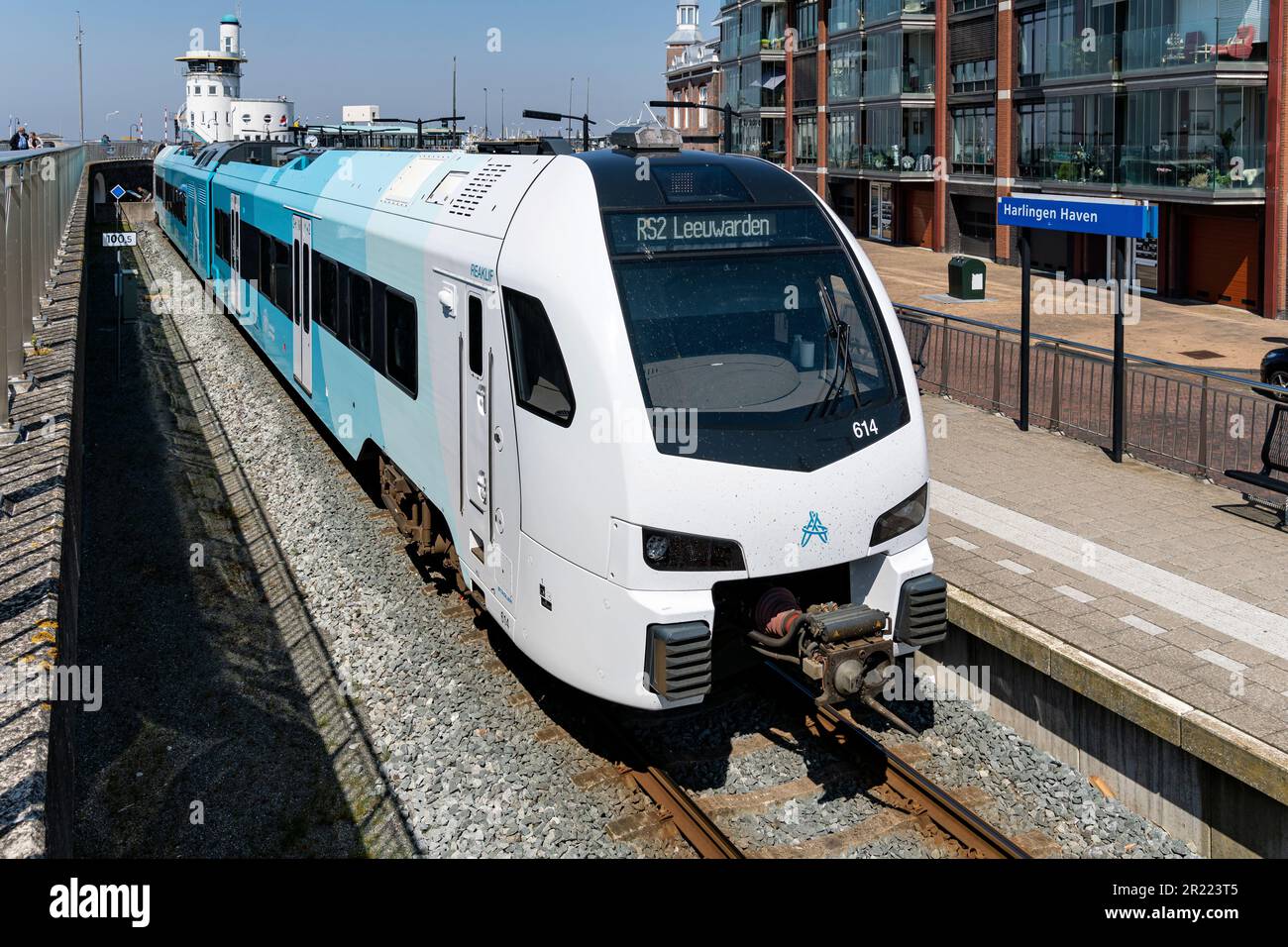 Arriva Stadler WINK regional train at Harlingen Haven railway station ...