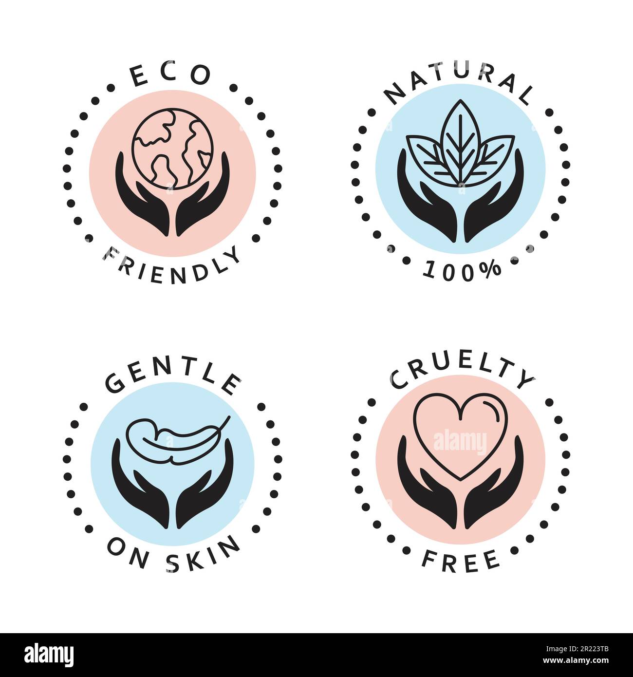 Set of simple icons. Eco friendly, natural, cruelty free and gentle on ...