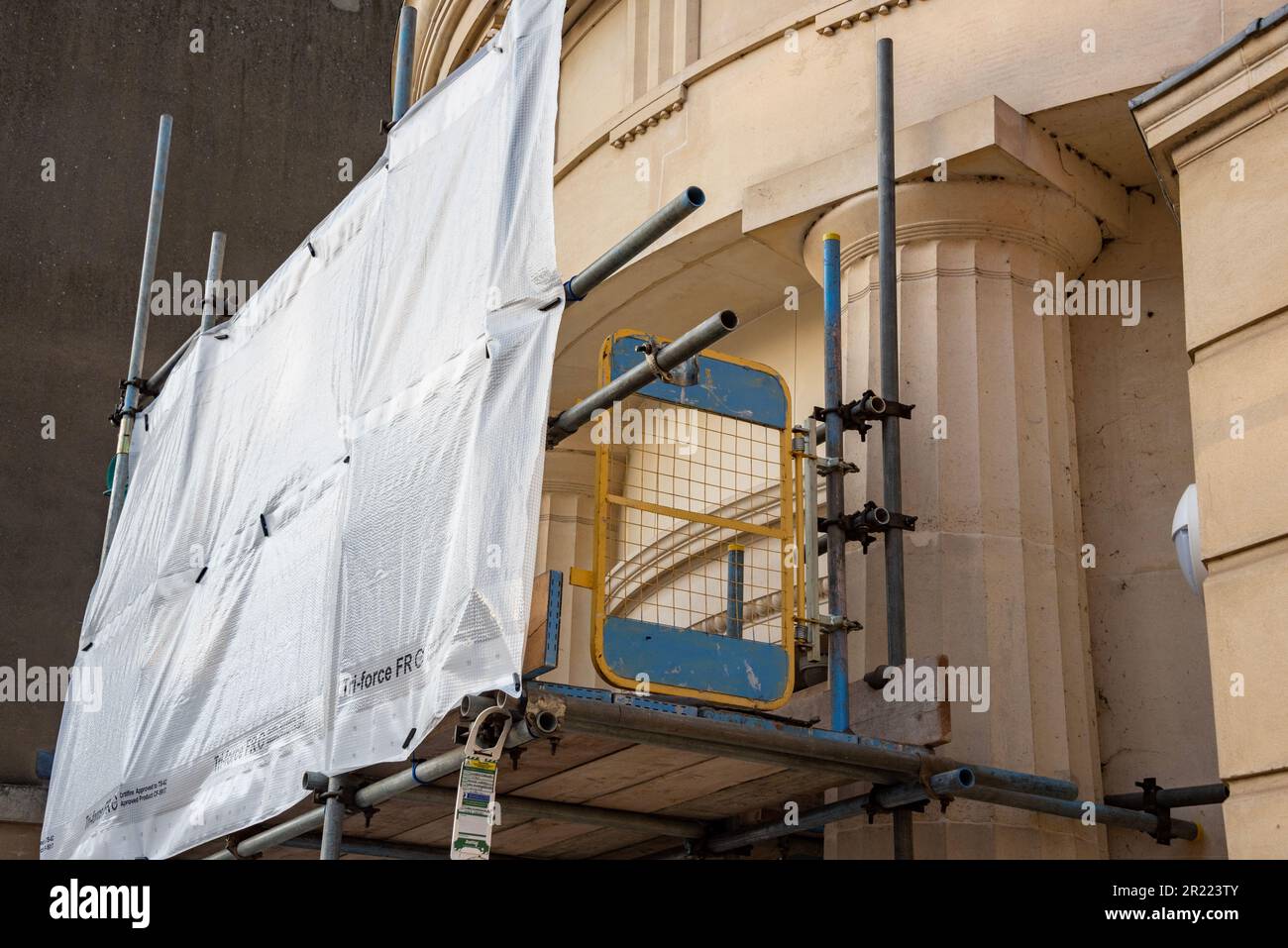 Oxford, UK, 16th May 2023. Scaffolding erected at the entrance to the ...