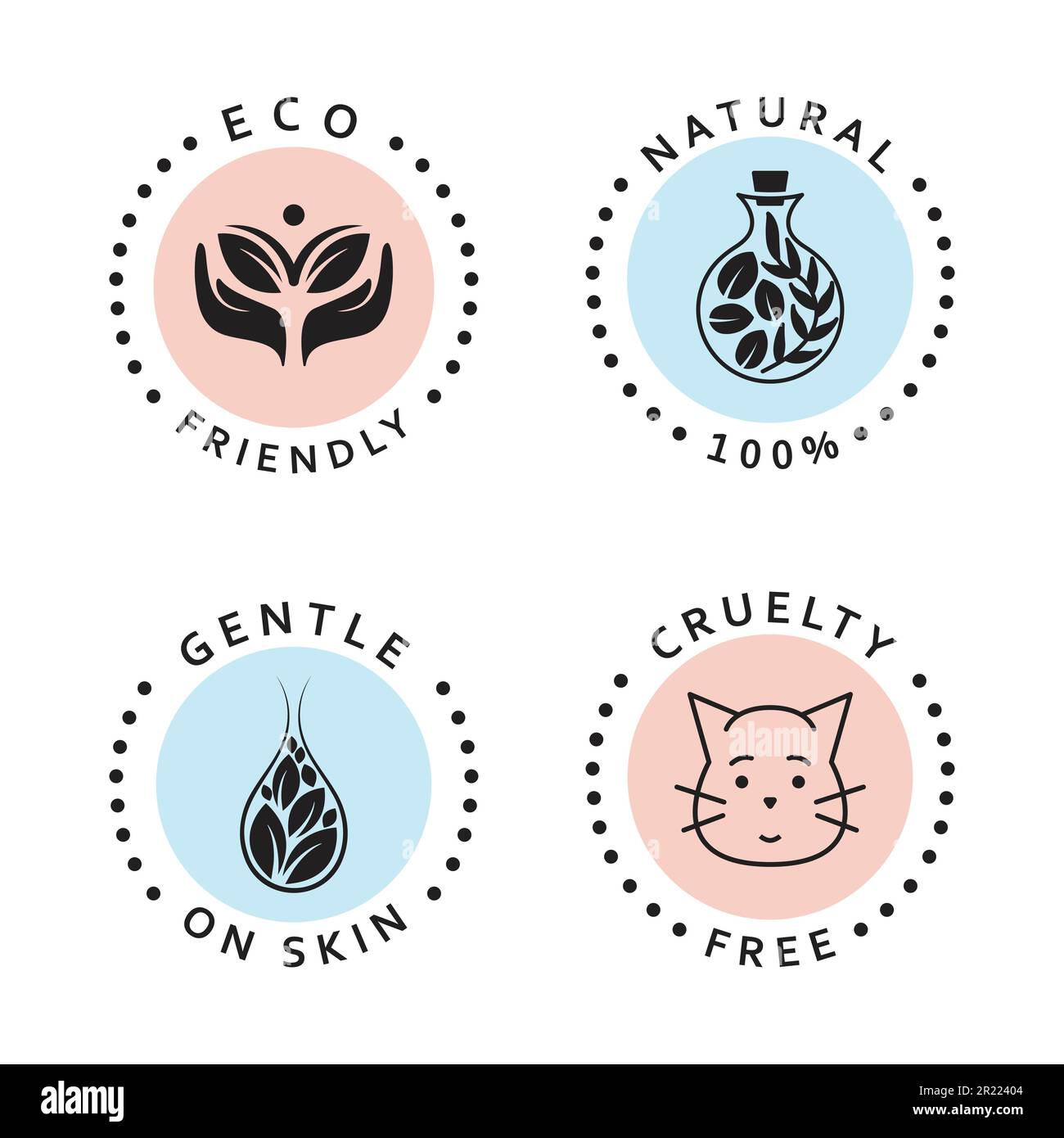Set of simple icons. Eco friendly, natural, cruelty free and gentle on ...