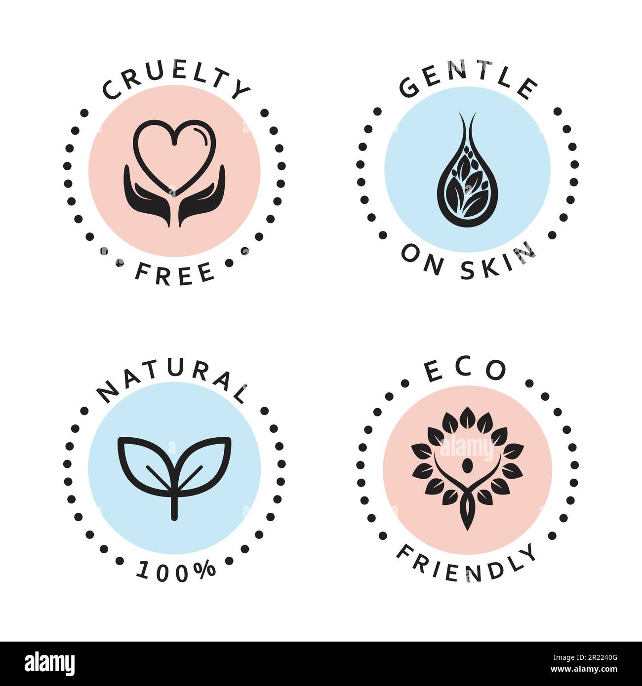 Set of simple icons. Eco friendly, natural, cruelty free and gentle on ...