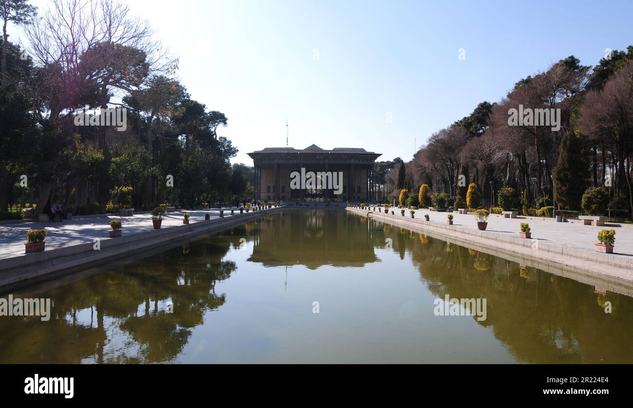 Located in Isfahan, Iran, the Chehel Sotun Palace was built by the ...