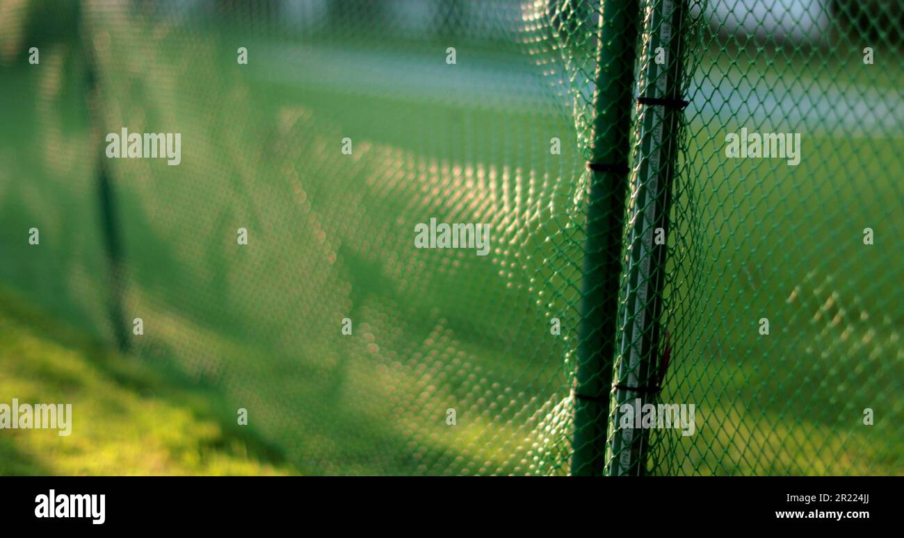 Home garden backyard wire division fence separating two houses Stock ...