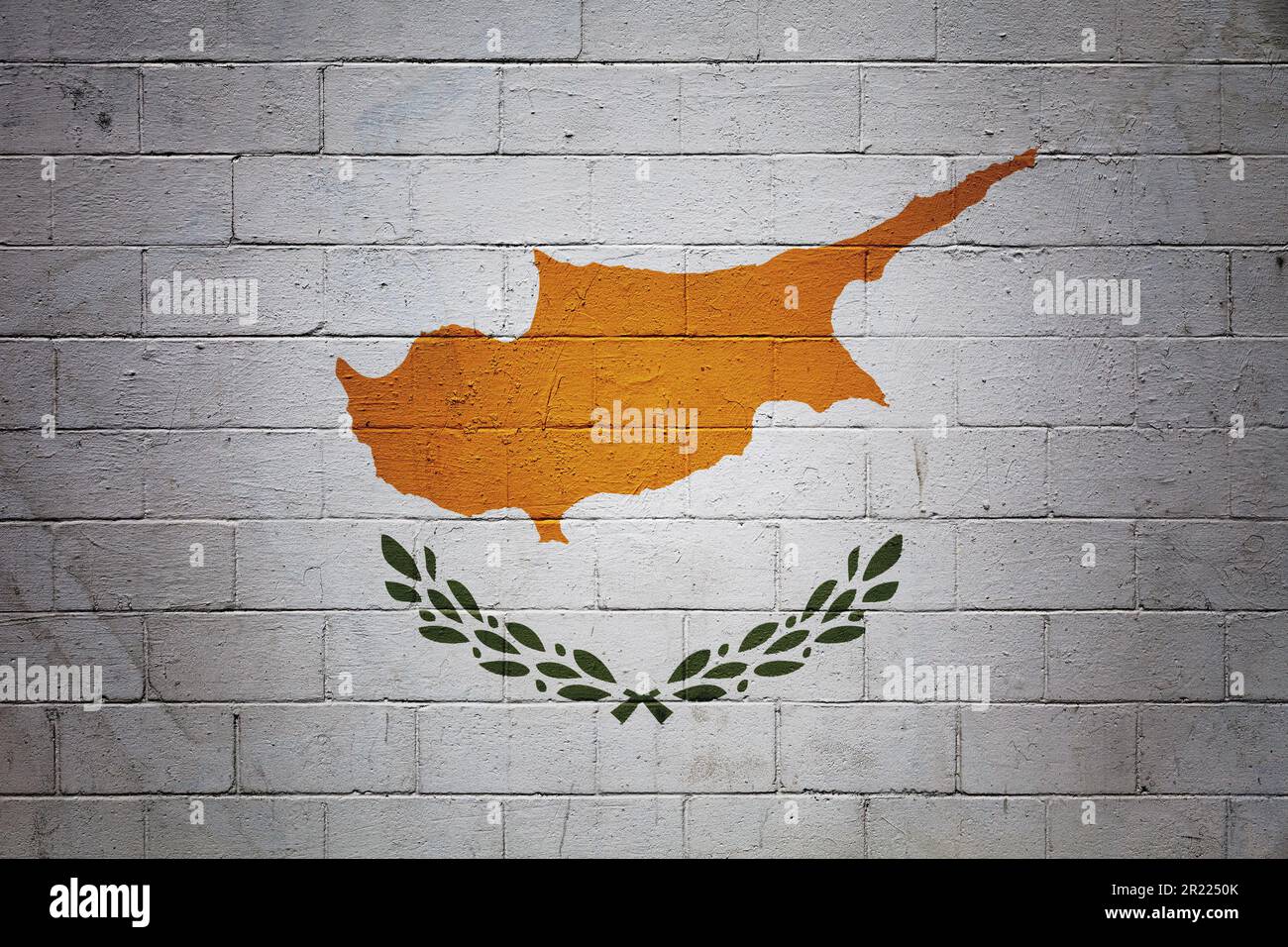 Flag of Cyprus painted on a cinder block wall Stock Photo - Alamy