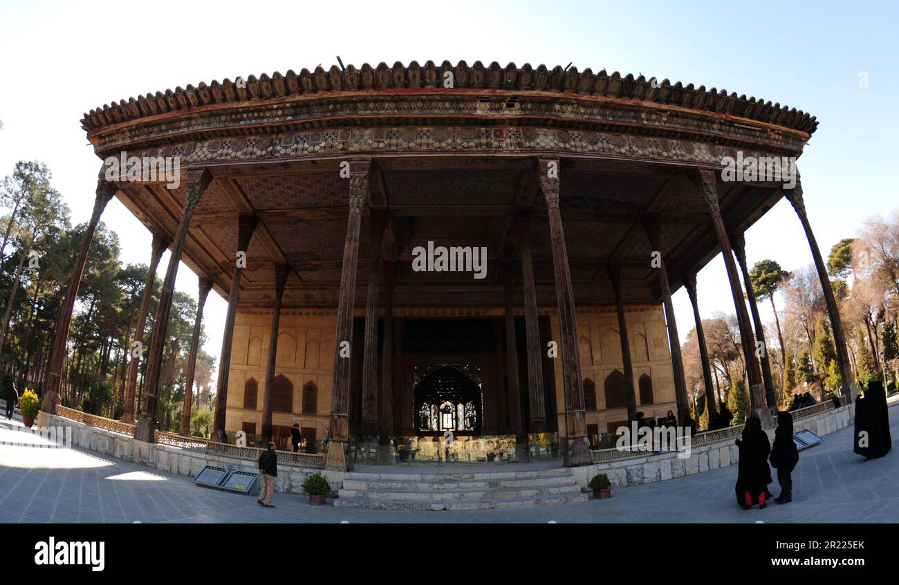 Located in Isfahan, Iran, the Chehel Sotun Palace was built by the ...