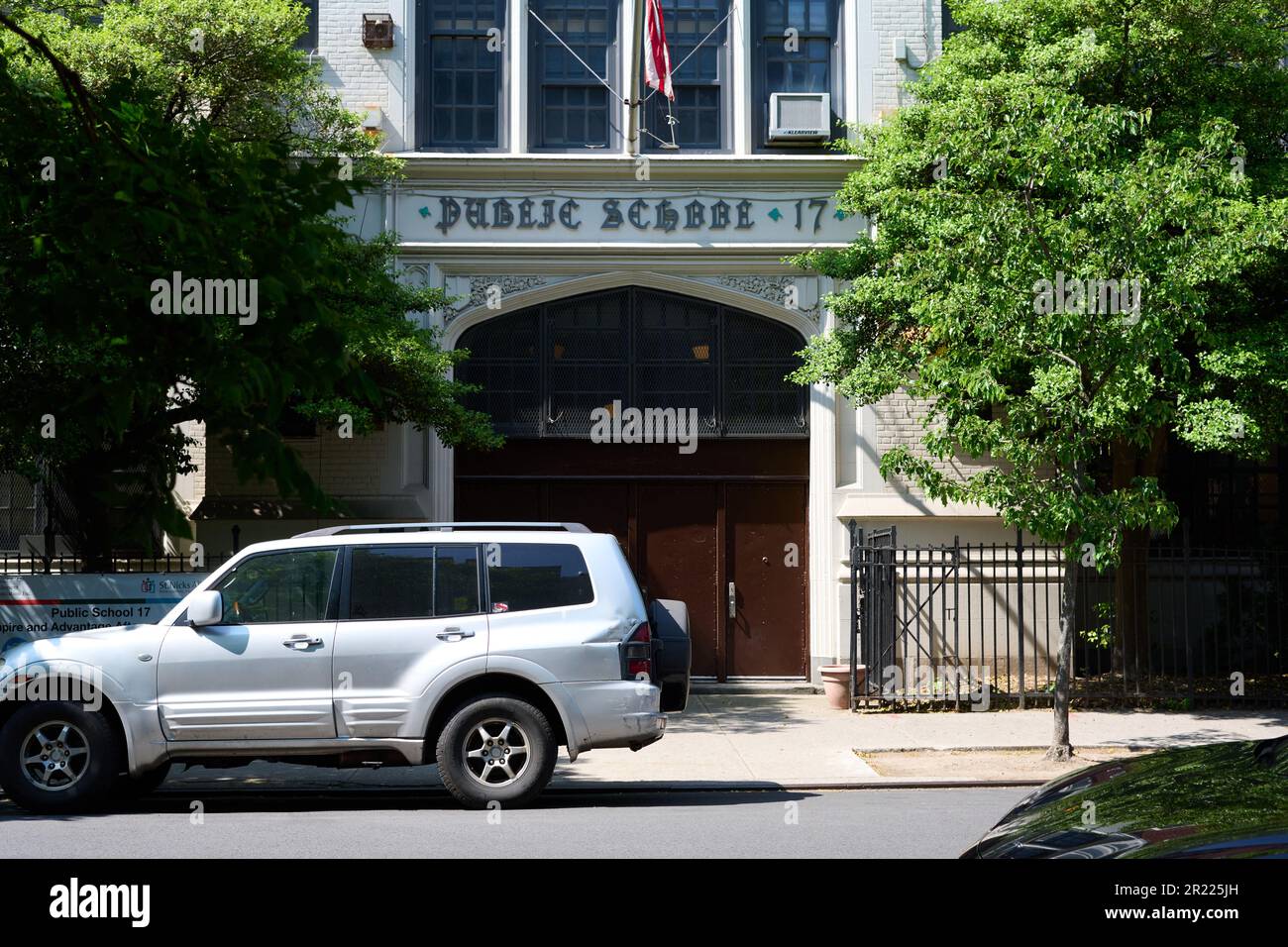 New York, New York, USA. 16th May, 2023. Main entrance of PS 17 in the ...