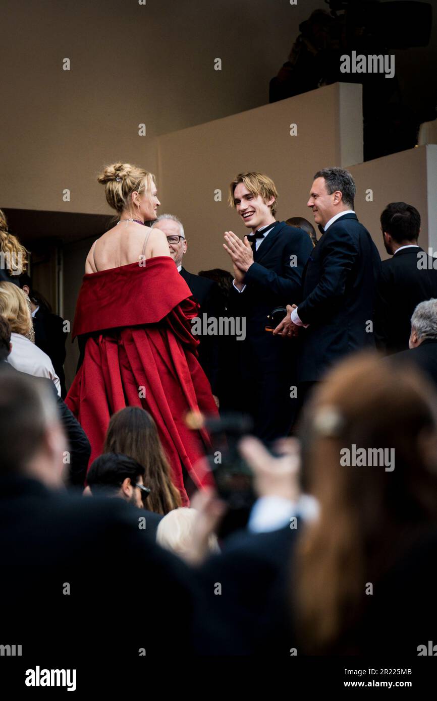 Cannes, France, 16th May 2023, Uma Thurman and Levon Roan Thurman-Hawke ...